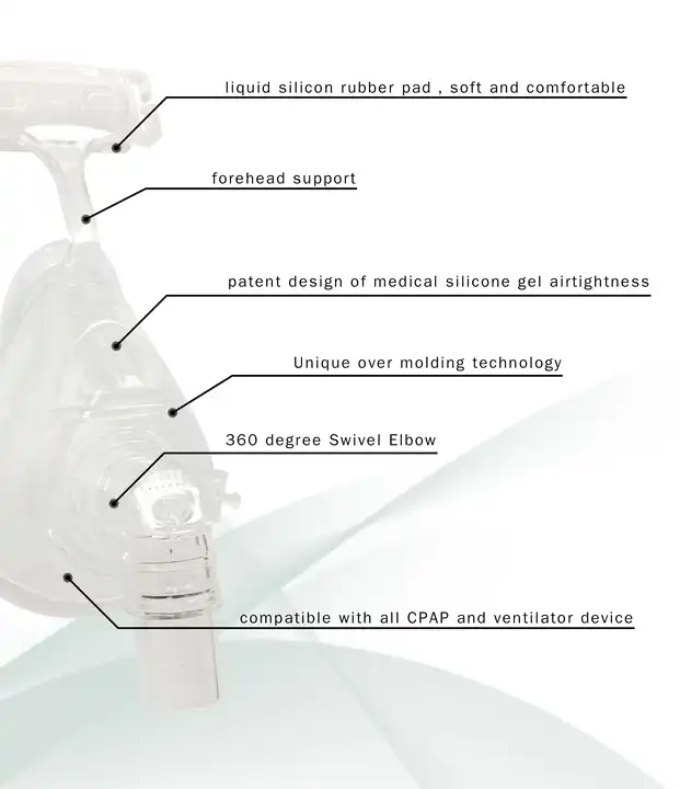 CPAP System CPAP Full Face Mask, CPAP Nasal Silicone Mask With 2m ...